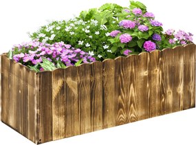 Obdélníkový zahradní květináč Outsunny pro rostliny a květiny, květináč z jedlového dřeva pro vnitřní a venkovní použití, 80x33x30 cm, v přírodním dře