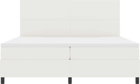 Postel s boxspringem s čelo Krémová a bílá 200 x 200 cm 3337573