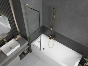 Mexen Next L, 1-křídlová vanová zástěna 50 x 150 cm, 6mm čiré sklo-černý vzor, ​​zlatý matný profil, 895-050-000-03-70-55