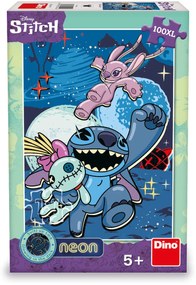 DINO Puzzle XL Stitch 100 dílků neon skládačka 33x47cm svítí ve tmě dn394216