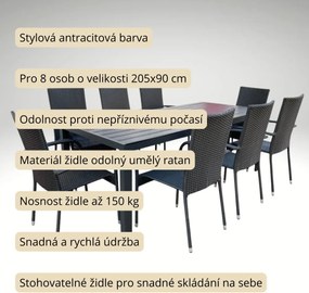 Vikio Zahradní set 205x90 pro 8 osob DT278 antracit