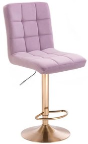 LuxuryForm DESIGN Barová židle TOLEDO VELUR na zlaté kulaté podstavě - levandule