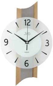 Skleněné dřevěné netikající tiché nástěnné hodiny JVD NS19034.1