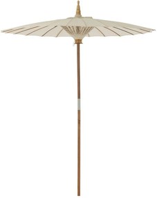 Béžový slunečník s dřevěnou tyčí Lorie Wood - ∅ 200*260 cm