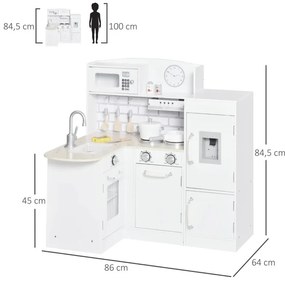 HOMCOM Dětská kuchyňka s elektronickým dávkovačem vody | bílá