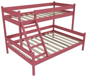 Vomaks Patrová postel s rozšířeným spodním lůžkem PPS 002 Rozměr: 90/120 x 200 cm, Barva: barva růžová