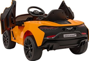 Ramiz Elektrické autíčko McLaren Artura pro děti oranžové + pohon 4x4 + dálkové ovládání + plynulý start + EVA kola + audio LED