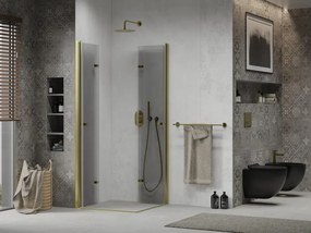 Mexen Lima Duo sprchový kout se skládacími dveřmi 90 x 90 cm, čiré sklo-zlatý profil, 856-090-090-50-00-02