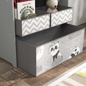 Dětská police ZONEKIZ s 6 odnímatelnými boxy z netkané textilie pro organizaci hraček pro děti ve věku 3-8 let, rozměry 63x30x66 cm, šedá a bílá