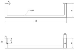 Sapho HANG držák ručníků pod umyvadlo 460x98mm, černá mat HG460