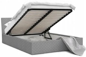 Luxusní manželská postel VEGAS šedá 160x200 z eko kůže s kovovým roštem