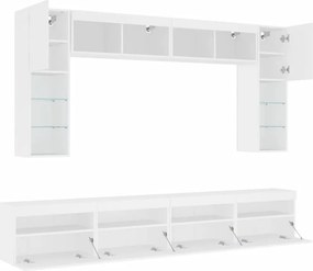 8dílná obývací stěna s LED osvětlením bílá 3216764