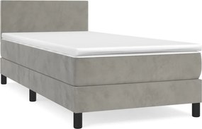 Box spring postel s matrací světle šedá 90x190 cm samet 3141155