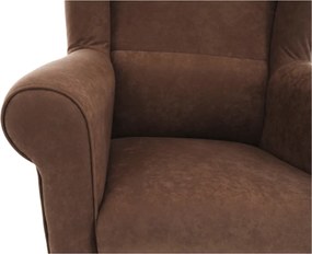 relaxační křeslo, ušák, dřevo/látka, nohy světlé/potah hnědý, Tempo Kondela CHARLOT