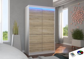 ADRK Furniture Posuvná skříň s LED osvětlením BENISSO 120 SW-BEN-W+S-120+L-V067