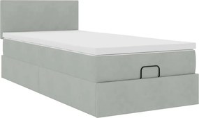 Osmanský rám postele s matrací světle šedá 80x200cm samet 3312512