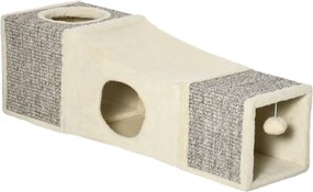 PawHut tunel pro kočky s míčkem, hračka pro kočky, hrací tunel ze sisalu, hnědý+béžový, 98x30x30 cm| Aosom
