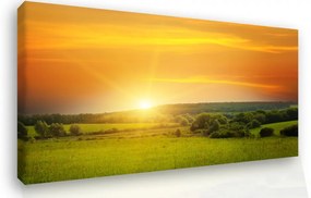 Malvis ® Obraz na stěnu Západ slunce v krajině Velikost: 90x60 cm