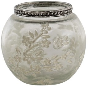 Skleněný svícen na čajovou svíčku s květy Teane  - Ø10*9 cm