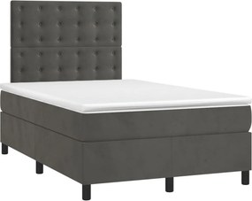 Box spring postel s matrací a LED tmavě šedá 120x200 cm samet 3136354