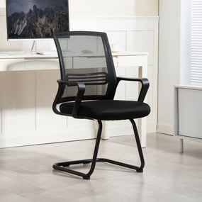 HOMCOM Křeslo do Kanceláře s Mřížkovaným Potahem, Ergonomické Křeslo na Schůzky s Kluznou Podlahou, pro Zasedací Místnost, Ložnici, Čekárnu, Recepce,…