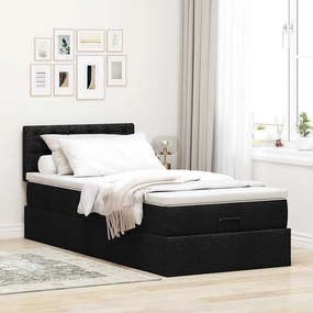 Osmanský postel s matrací černá 100x200 cm textil 3312452