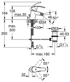 Grohe Eurosmart - Páková bidetová baterie s odtokovou garniturou, chrom 32929002