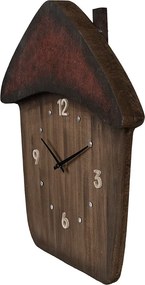 Dřevěné nástěnné hodiny ve tvaru domku - 37*4*40 cm / 1*AA