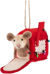 Textilní vánoční ozdoba 13 cm Mouse in Letter Box – Sass & Belle