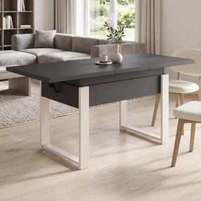 Rozkládací polohovací konferenční stolek HOGO 3v1 | 120-157x62,5-74,5x67 cm | síla horní desky 32 mm | tmavě šedá/nohy kašmír