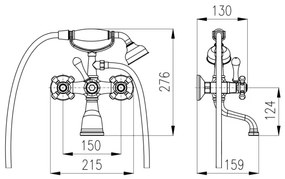 RAV Slezák MK559.5/2SM - Vanová sada s baterií MORAVA RETRO stará mosaz
