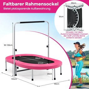 Costway 2 Lidová trampolína s výškově nastavitelným madlem mini trampolína 154 x