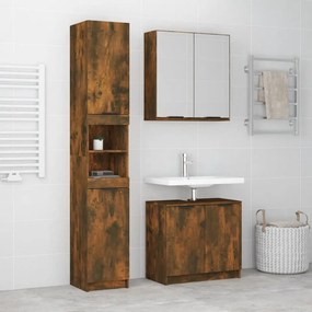 vidaXL 3dílný set koupelnových skříněk kompozitní dřevo [3115878] Barva: kouřový dub