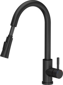 Kuchyňská dřezová baterie QUADRON JULIA s vytahovací sprchou černá matná