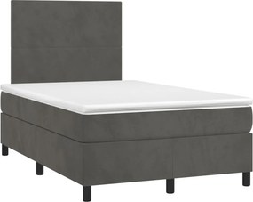 Box spring postel s matrací a LED tmavě šedá 120 x 190 cm samet 3270300