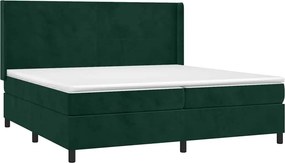 Box spring postel s matrací tmavě zelená 200x200 cm samet 3132582