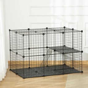 PawHut Kotec pro Malá Zvířata 38 Panelů, Hrací Rám pro Domácí Mazlíčky s Možností Přizpůsobení, Kovový Plot pro Morčata, Králíky a Krysíky 70x70x105 …