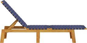 Lehátka 2 ks tmavě modrá masivní akáciové dřevo a textil 3214212
