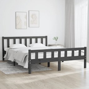 Rám postele šedý masivní dřevo 140 x 200 cm
