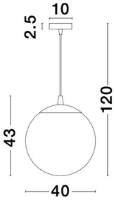Nova Luce Závěsné svítidlo LAZIONE kouřové sklo, 40cm, E27 1x12W