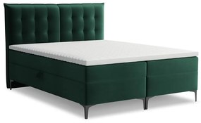 Tmavě zelená boxspring postel s úložným prostorem 180x200 cm Mikana – Makamii