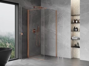 Mexen Mist-B, 1-křídlý ​​výklopný sprchový kout 100 x 100 cm, čiré sklo, měděný matný profil, 8A2T-100-100-65-00