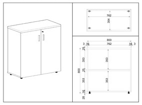 Nízká skříň SimpleOffice 80 x 40 x 80 cm, třešeň
