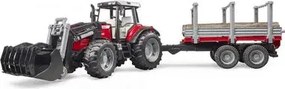 Bruder 02046 Massey Ferguson 7480 s čelním nakladačem a přepravníkem d