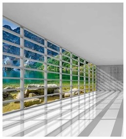 DIMEX | Vliesová fototapeta na zeď Interiér s výhledem MS-3-0039 | 225 x 250 cm | bílá, šedá, vícebarevná