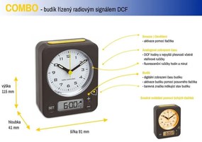 TFA 60.1511.01.07 COMBO - analogový budík s rádiově řízeným časem