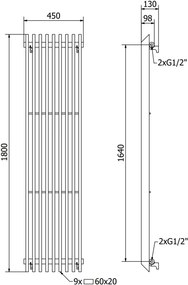 Mexen Aurora dekorativní radiátor 1800 x 450 mm, 1347 W, černý - W212-1800-450-00-70