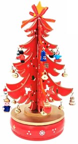 Hrací vánoční stromek, Červená,17x27 cm