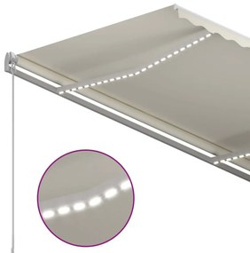 vidaXL Marketos Ručně zatahovací markýza s LED světlem 350 x 250 cm krémová