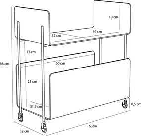 Kovový servírovací stolek na kolečkách 32x63 cm Ays – Hübsch